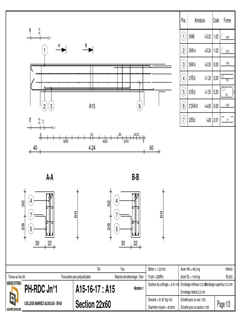 PH-RDC Jn°1 A15-16-17: A15 Section 22x60: A-A B-B | PDF