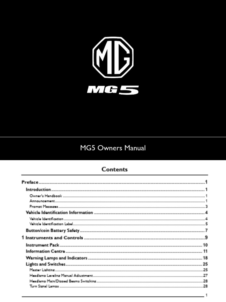 MG5 Owners Manual | PDF