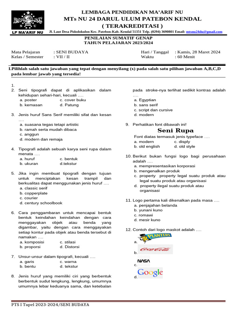 Cont Soal 7 PTS II 23-24 | PDF