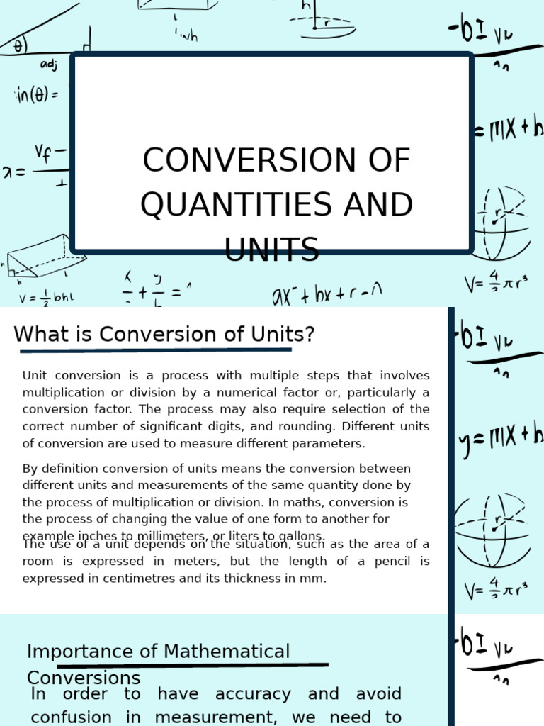 Conversion of Quantities and Units | PDF