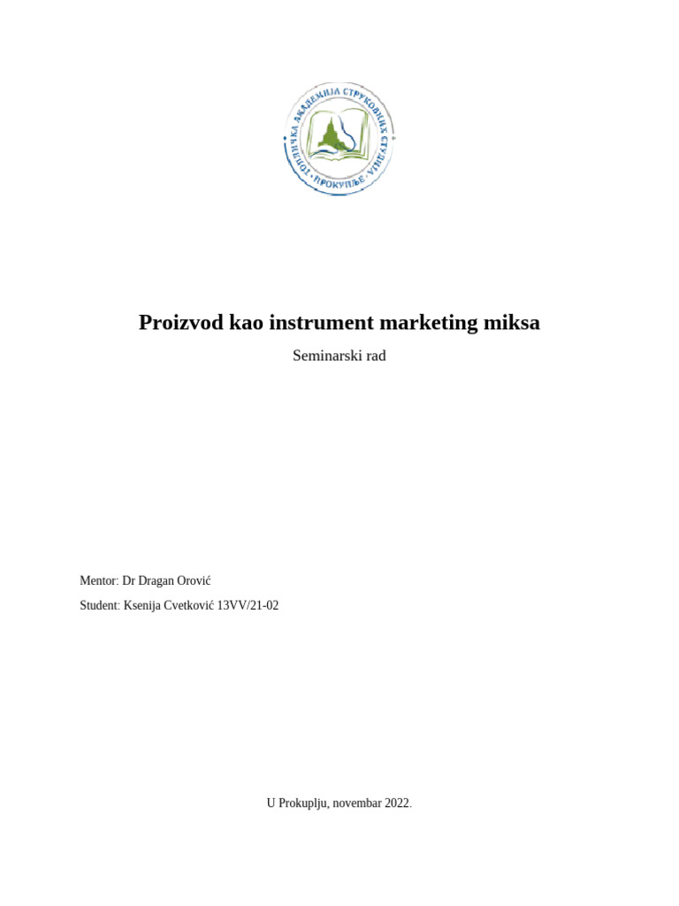 Proizvod Kao Instrument Marketing Miksa | PDF