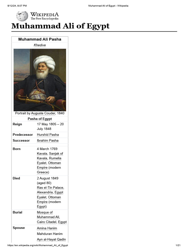 Muhammad Ali of Egypt - Wikipedia | PDF