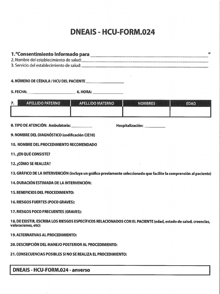 Form 024 Autorizacion y Consentimiento Informado | PDF