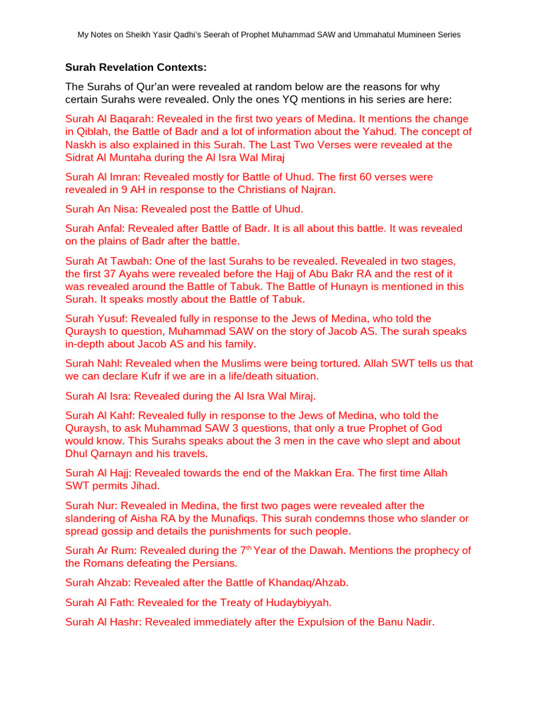 Seerah Notes Final Version | PDF