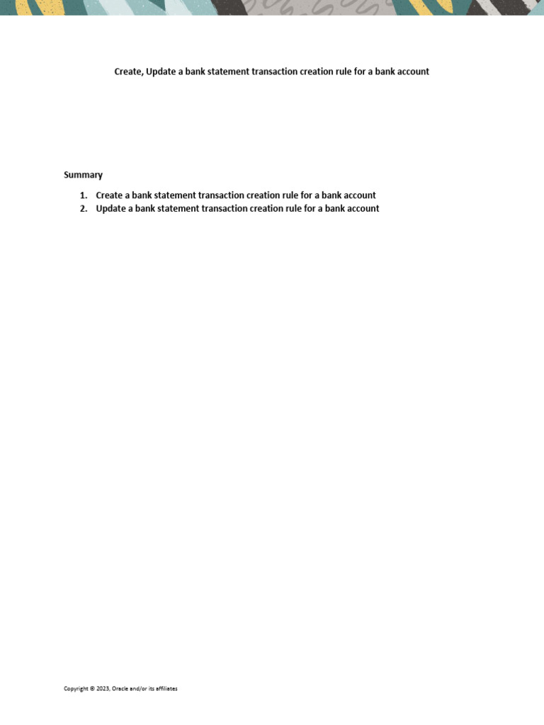 Create and Update A Bank Statement Transaction Creation Rule For A Bank ...