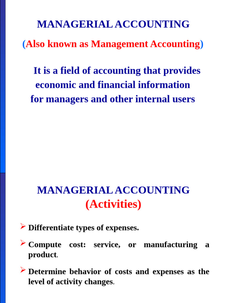 Managerial Accounting Overview and Functions | PDF | Management ...