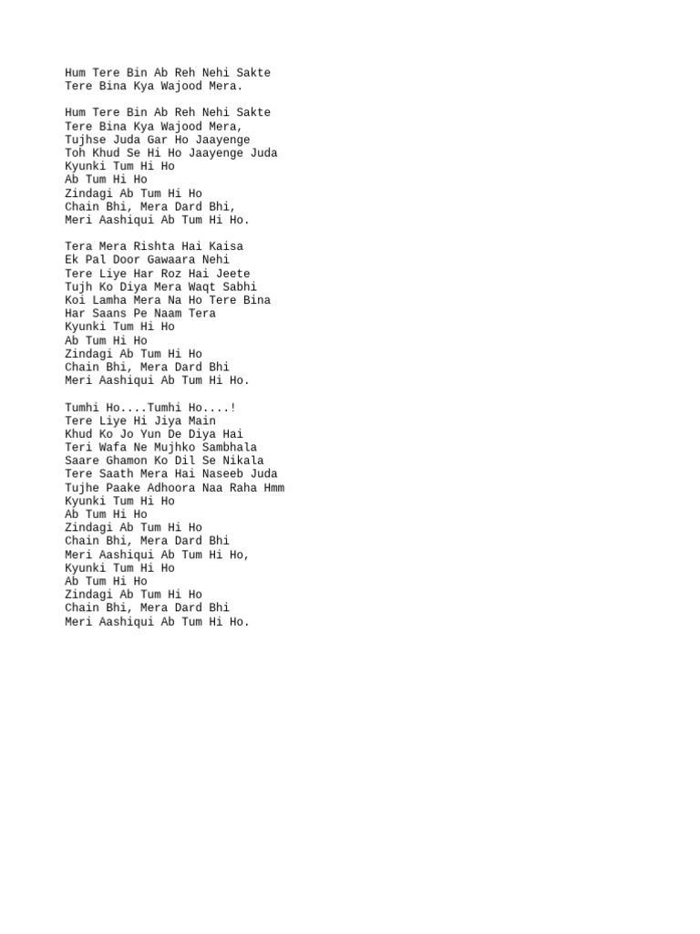 Tum Hi Ho Lyrics | PDF