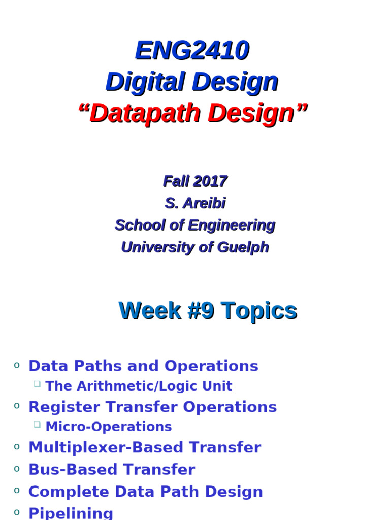ENG2410 Digital Design "Datapath Design" | PDF