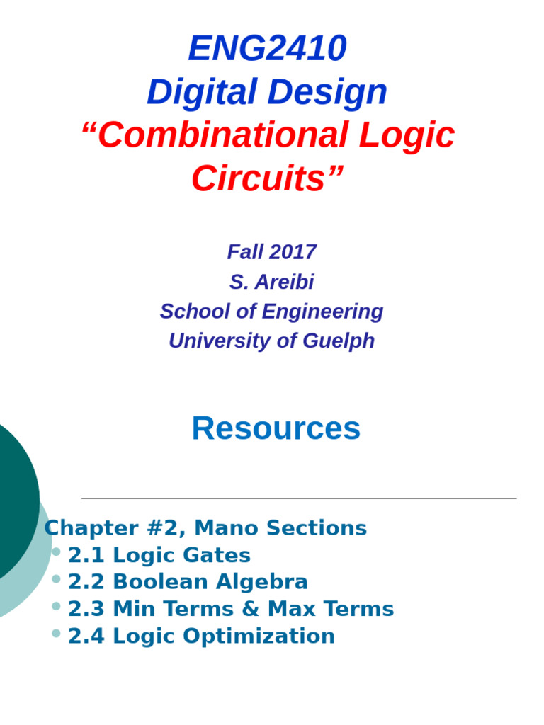 ENG2410 Digital Design: "Combinational Logic Circuits" | PDF