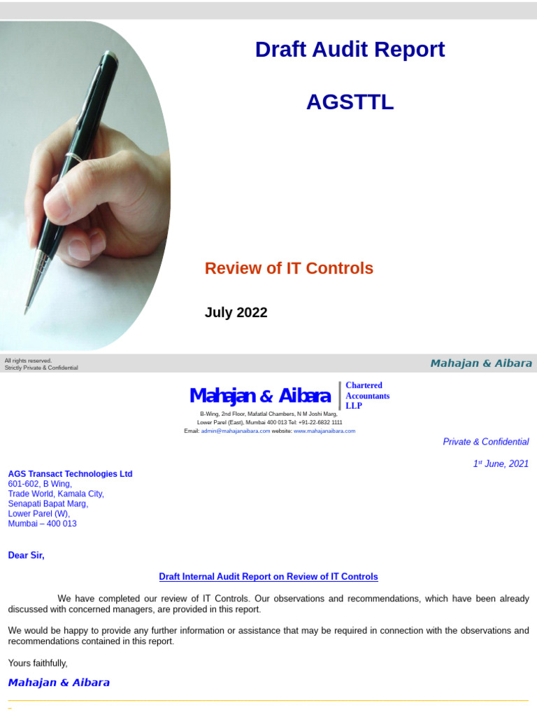 V4 AGS-IT Controls-Draft Report | PDF | Internal Control | Business