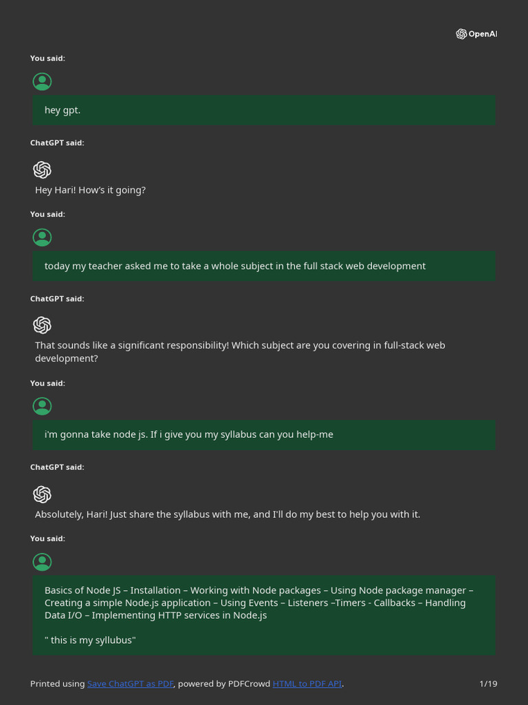 Node - Js Full-Stack Web Development Notes | PDF