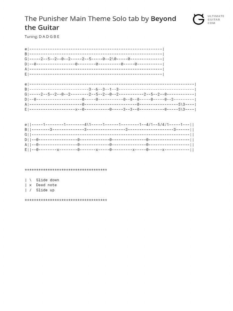 The Punisher Main Theme Solo Tab | PDF