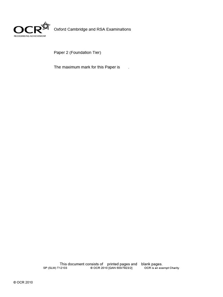 Specimen MS - Paper 2 OCR Maths (B) GCSE | PDF