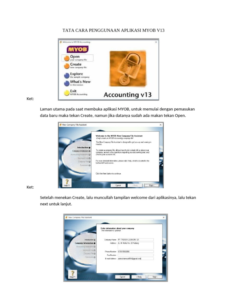 Tata Cara Penggunaan Aplikasi Myob V13 | PDF