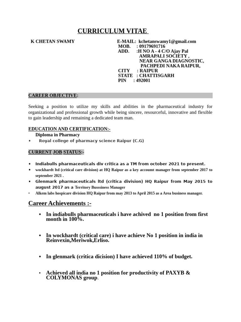 Updated CV OF K CHETAN SWAMY | PDF