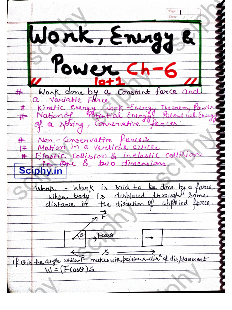 Work Energy & Power Notes - 1 | PDF