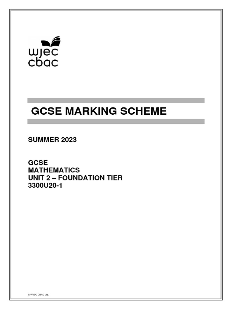 WJEC GCSE Maths June 23 MS F2 | PDF
