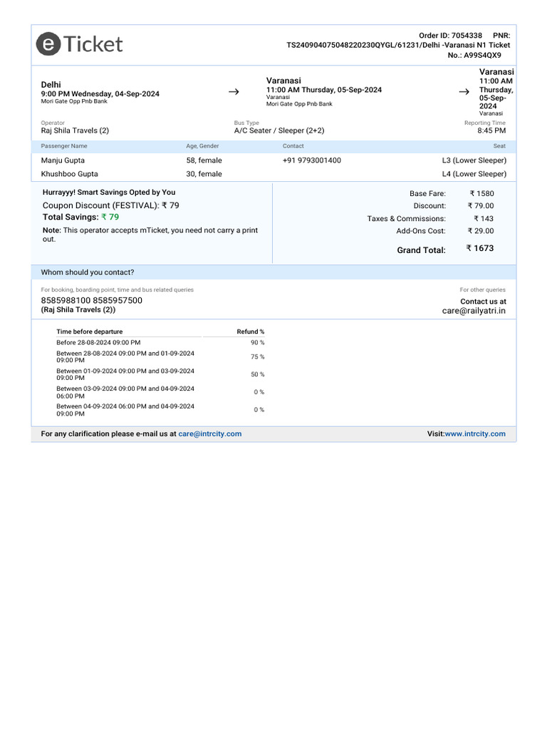 Bus Ticket | PDF | Land Transport | Passenger Rail Transport