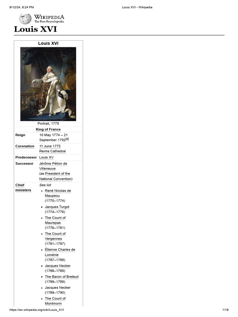 Louis XVI - Wikipedia | PDF