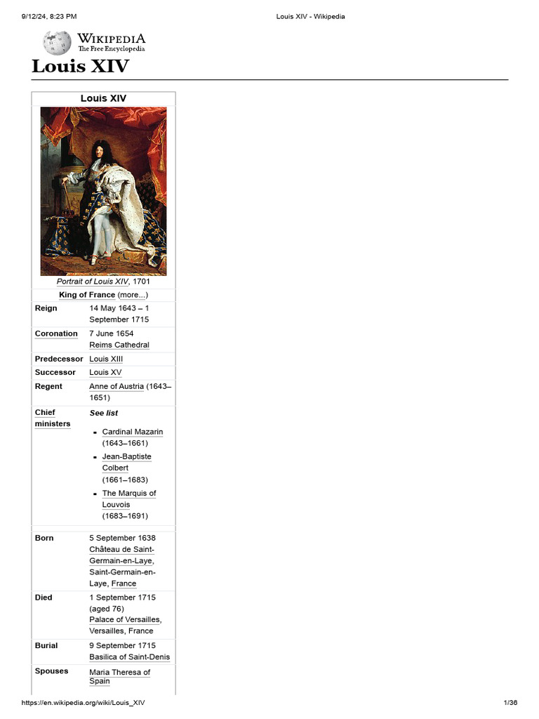 Louis XIV - Wikipedia | PDF