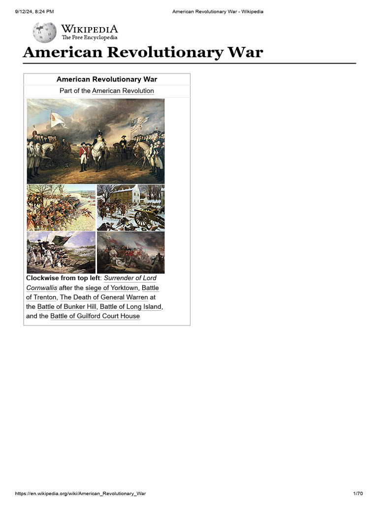 American Revolutionary War - Wikipedia | PDF