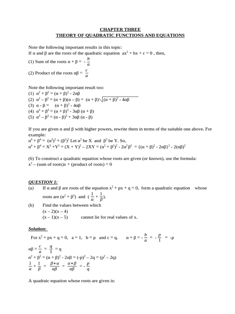 Chapter 3 Quadratic Functions and Equations Abridged 1 | PDF | Mathematics | Computers