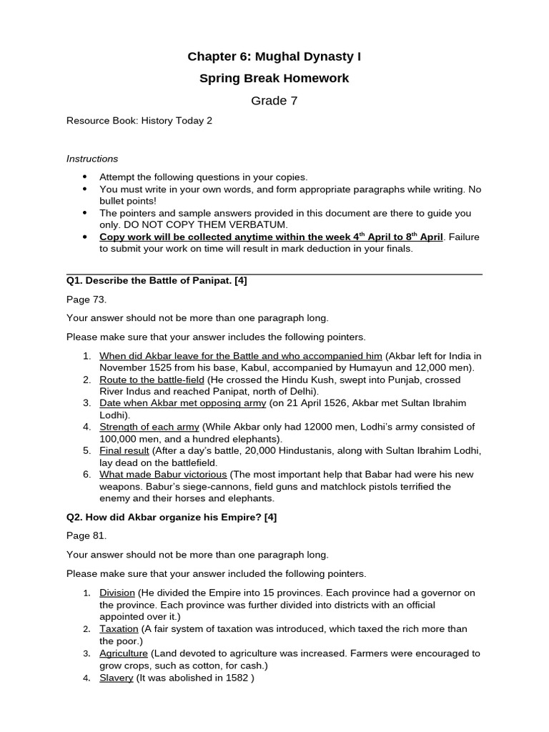 History SpringBreak2022HW Grade7 | PDF