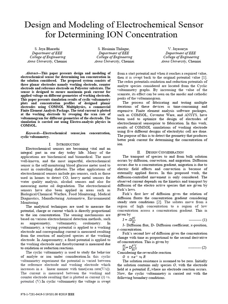 Design and Modeling of Electrochemical Sensor For Determining ION ...