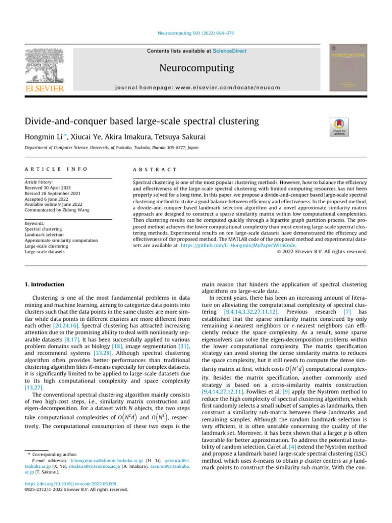 Li 等 - 2022 - Divide-and-conquer based large-scale spectral clus | PDF