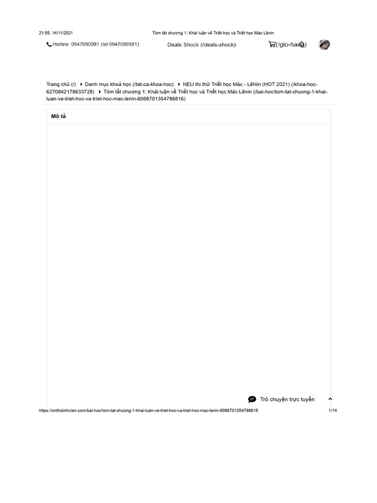 Tom Tat Chuong 1 Triet Hoc Mac Lenin Dai Hoc Kinh Te Quoc Dan 76866 | PDF