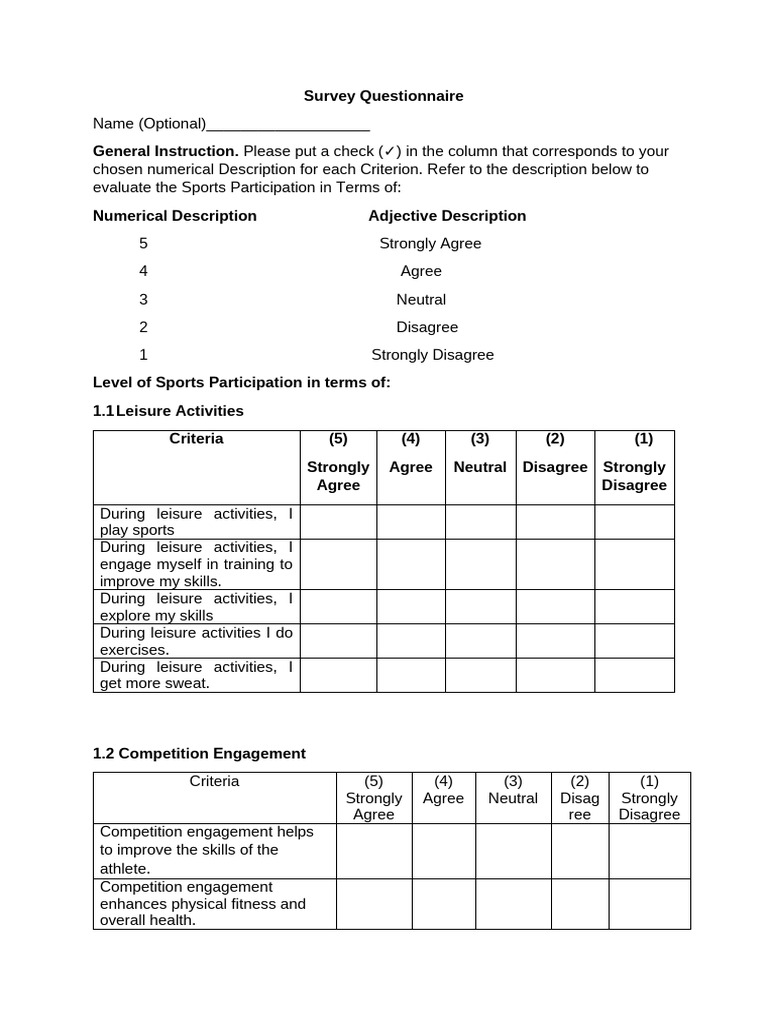 Survey Questionnaire Group 6 | PDF