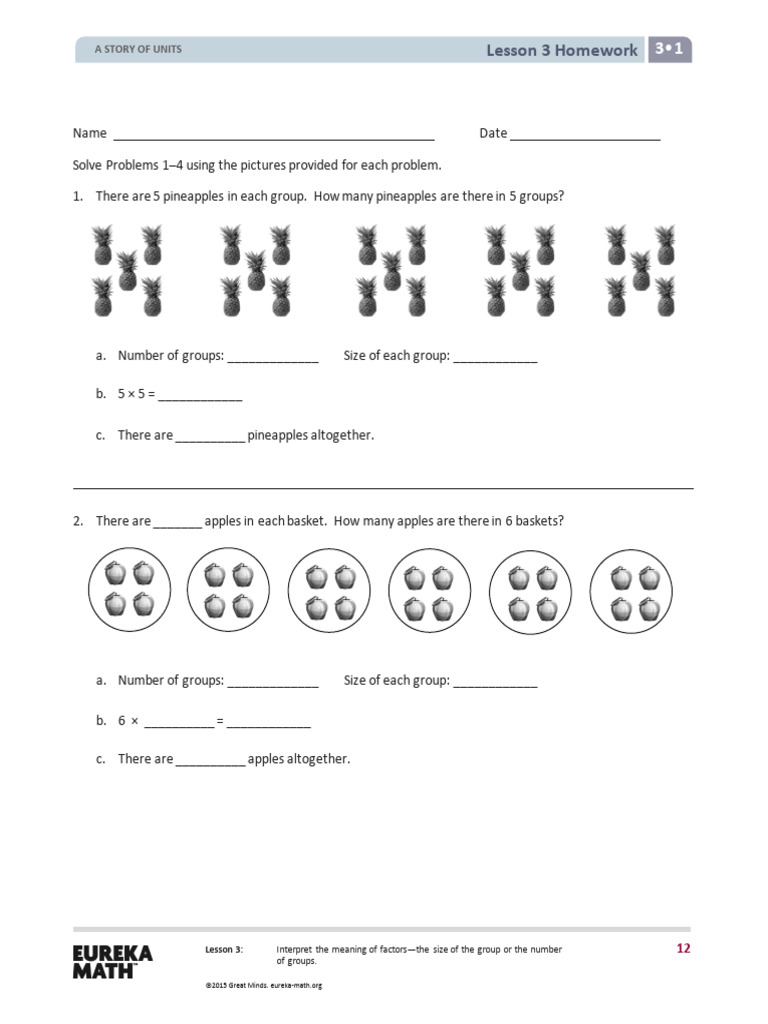 Lesson 3 Homework: A Story of Units | PDF