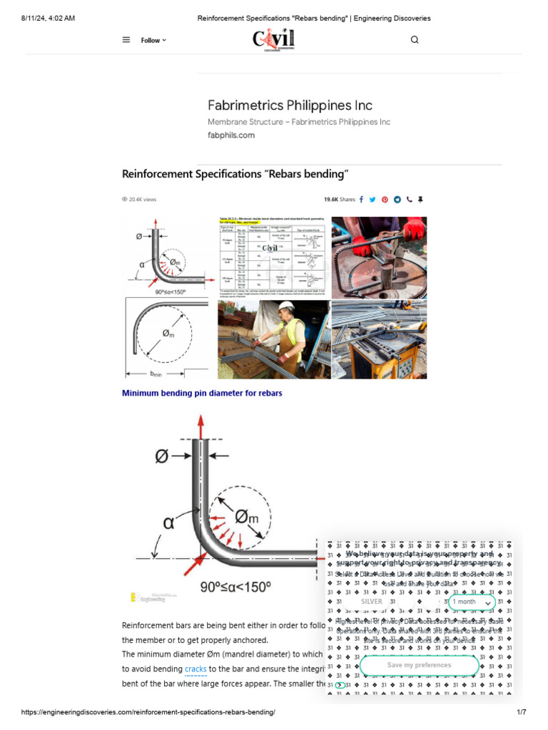 Reinforcement Specifications _Rebars bending_ _ Engineering Discoveries ...