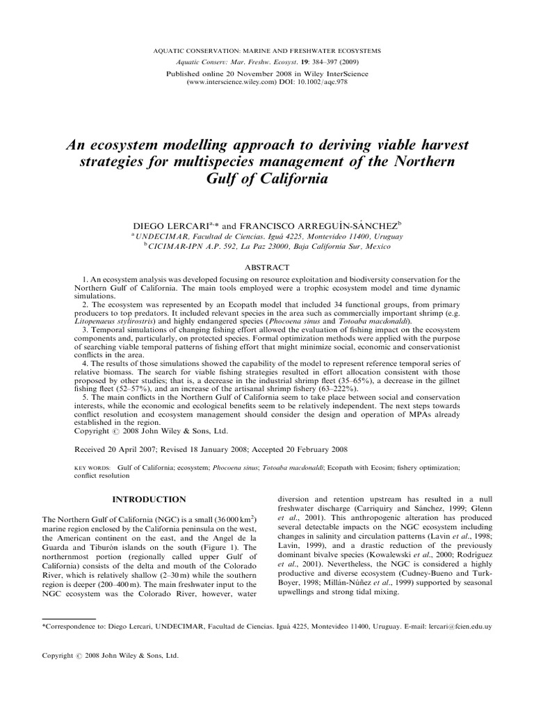 An Ecosystem Modelling Approach To Deriving Viable Harvest Strategies ...
