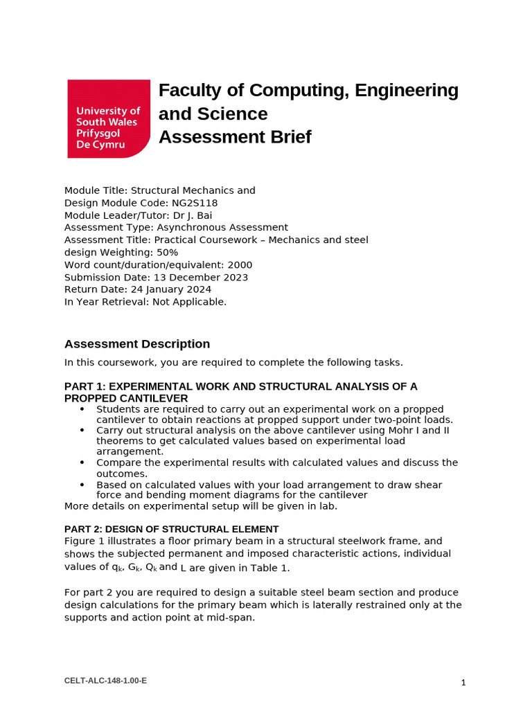 NG2S118 USW Assessment Brief 2023 2024 | PDF