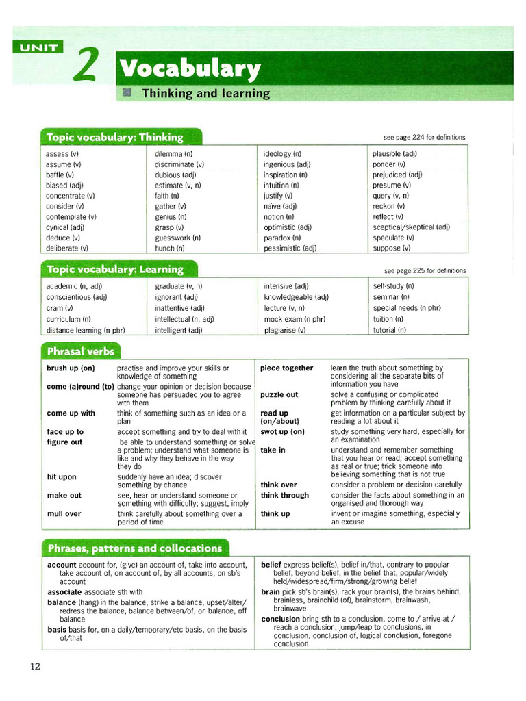 C1 Vocabulary Unit 2 | PDF