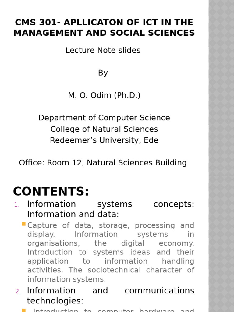 Cms 301 - Apllicaton of Ict To Management and Social Sciences Updated ...