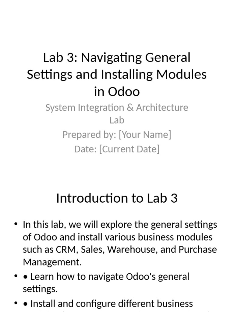 Lab 3 Odoo Modules Installation | PDF