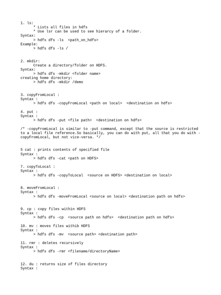 Hdfs Commands | PDF