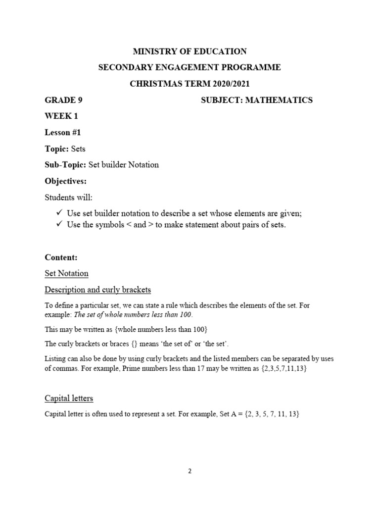 Grade 9 Mathematics Week 1 Lesson 1 | PDF