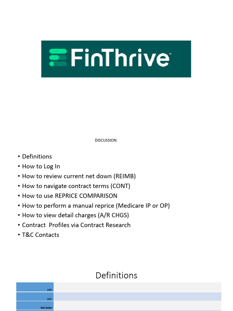 FINTHRIVE Training | PDF