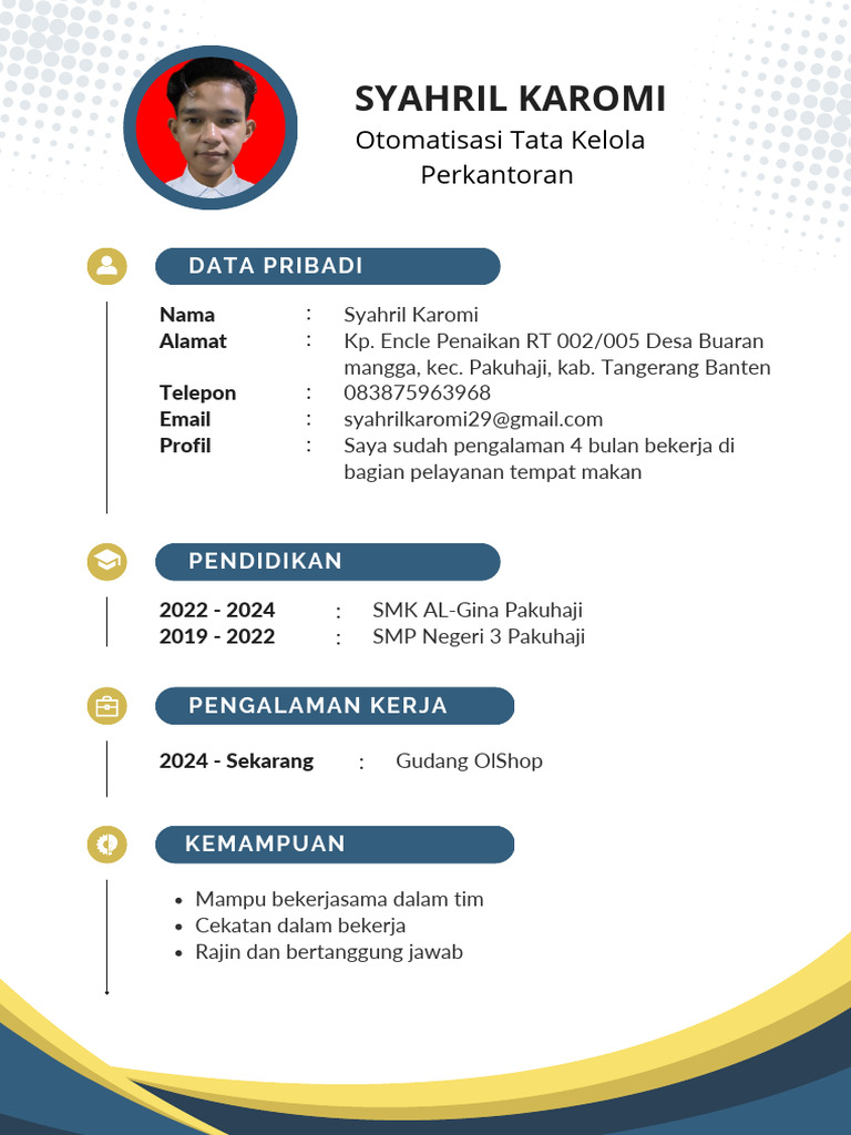 Profil Syahril Karomi: Data Pribadi dan Pengalaman | PDF