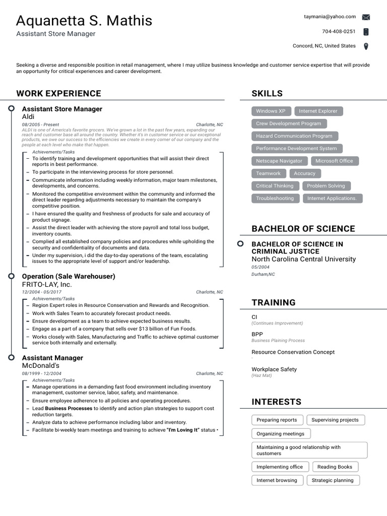 Aquanetta Resume Updated (Task 64) PDF Format-1 | PDF