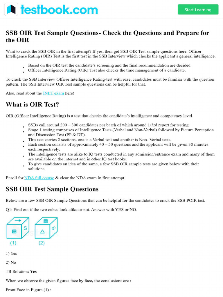 SSB OIR Test Sample Questions - Check The Questions and Prepare For The ...