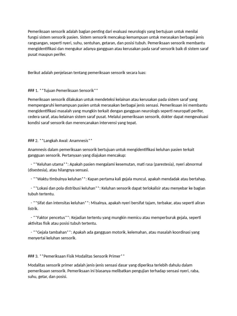 Pemeriksaan Sensorik Adalah Bagian Penting Dari Evaluasi Neurologis ...