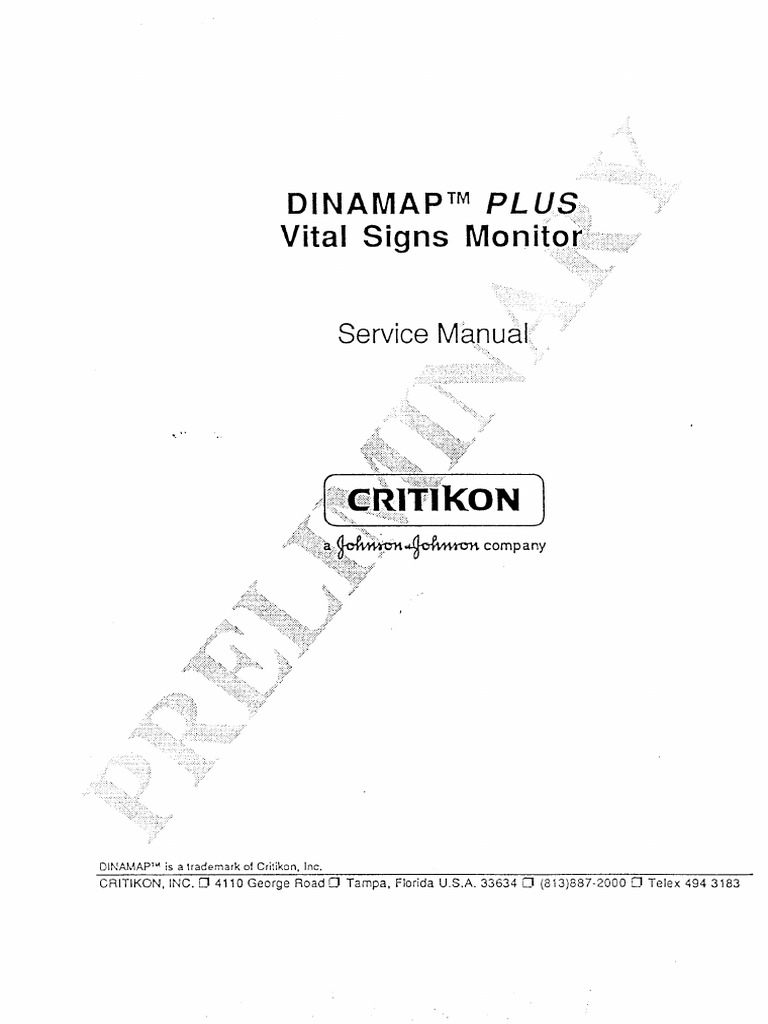 Critikon Dinamap Plus Vital Signs Monitor - Service Manual | PDF
