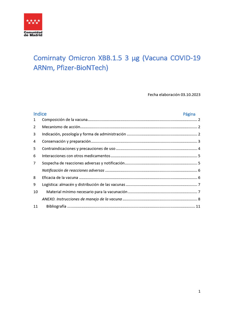 Guia Tecnica Pfizer Omicron Xbb.1.5 3mcg | PDF