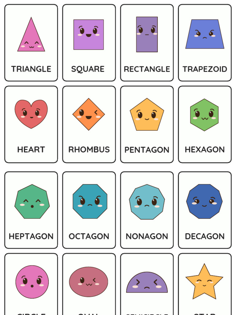 White Colorful 2D Geometric Shapes Flashcards | PDF