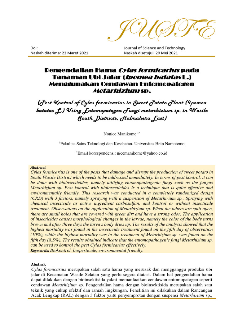 Pengendalian Hama Cylas Formicarius Pada d84c02c8 | PDF