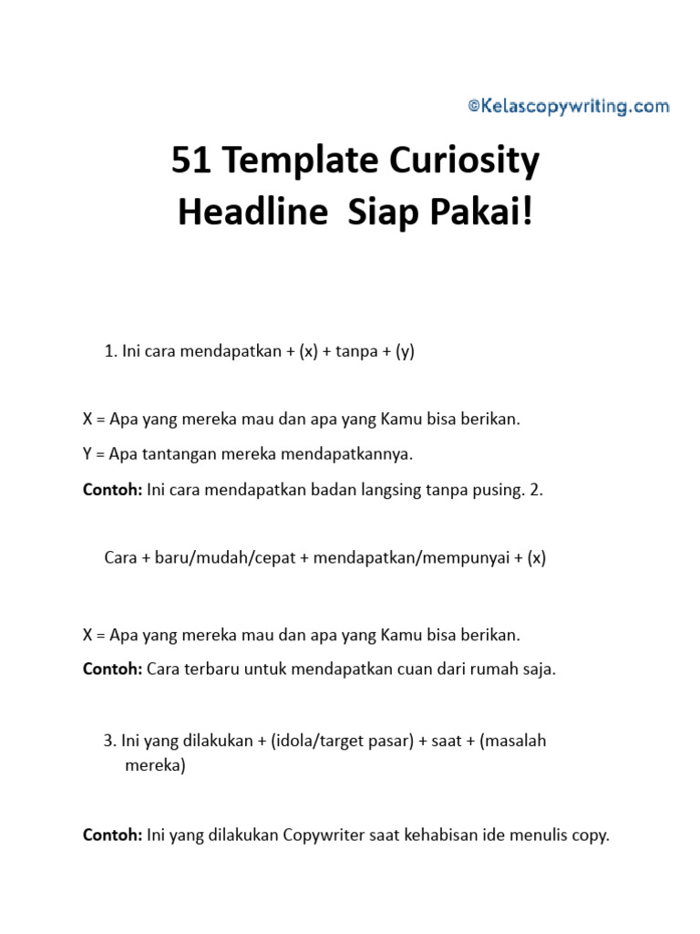 51 Template Curiosity Headline Siap Pakai! | PDF